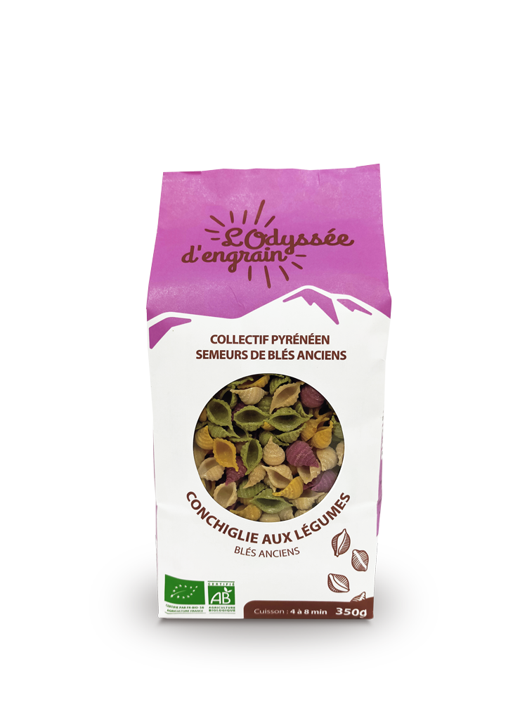 Conchiglie aux légumes 350g - Odyssée d'Engrain, pâtes bio - blé ...