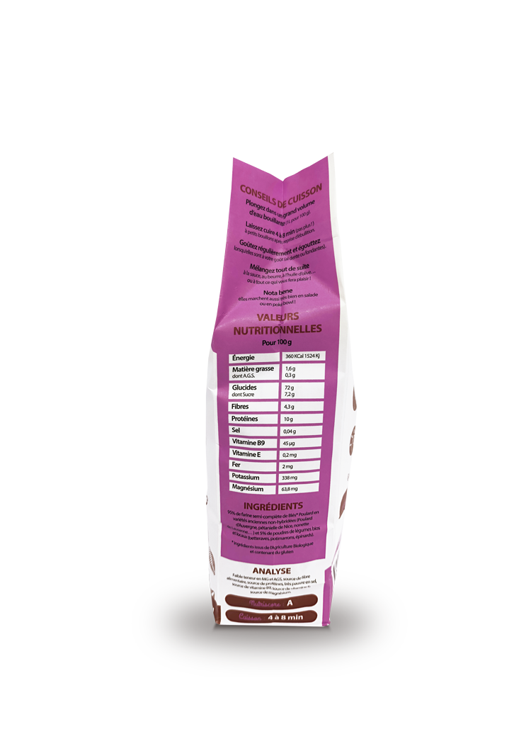 Conchiglie aux légumes 350g - Odyssée d'Engrain, pâtes bio - blé ...